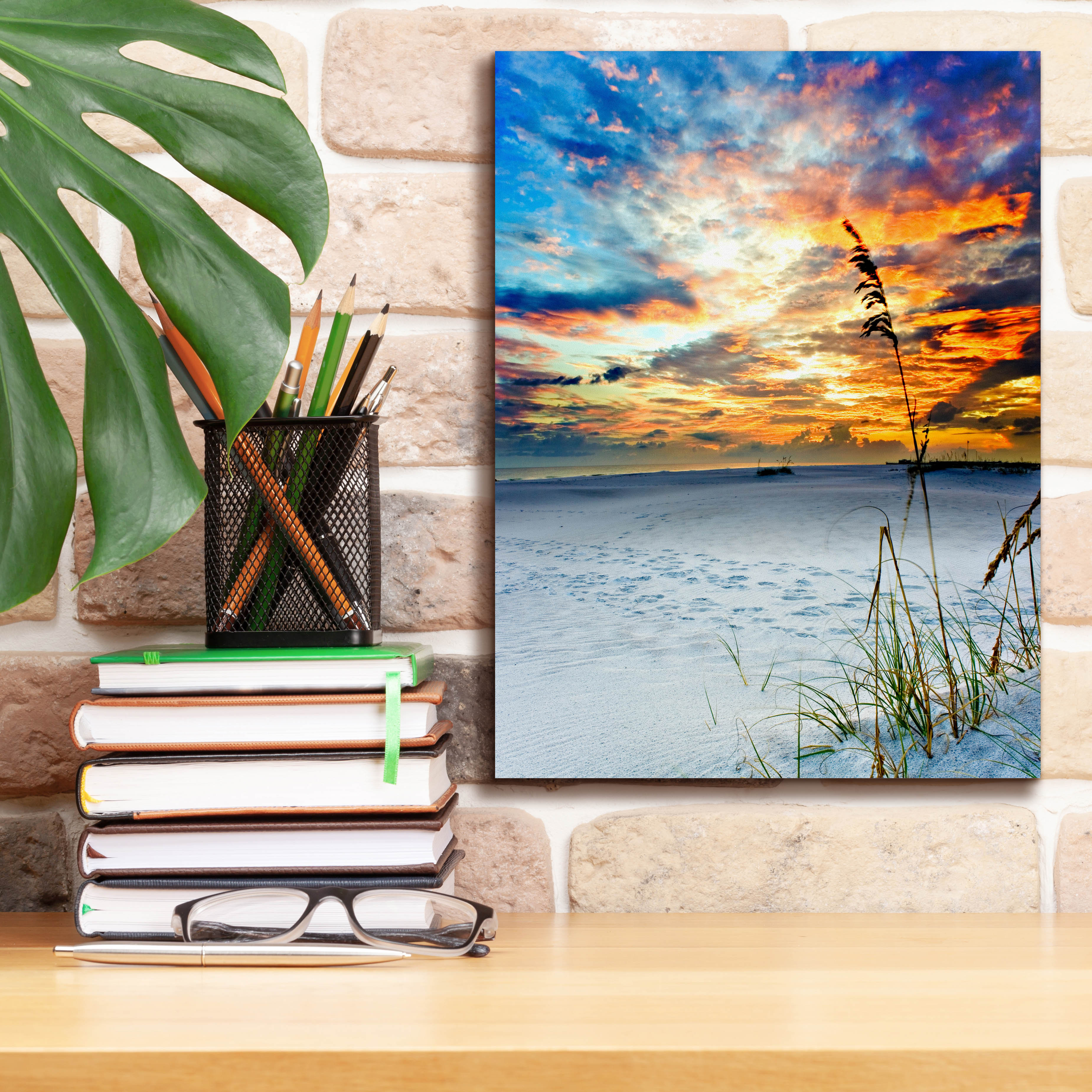 Dovecove " Fiery Burning Red Clouds Sunset Footprints " by Ezra Tanner | Wayfair